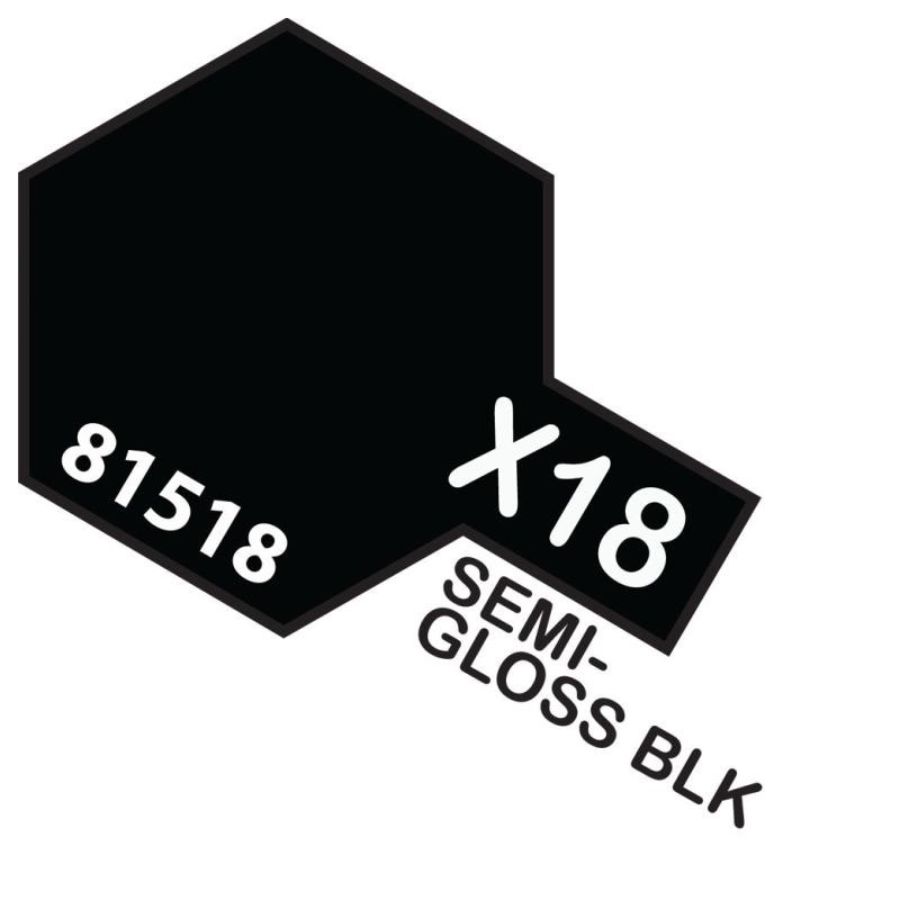 Tamiya Mini Acrylic Paint X18 Semi Gloss Black | Toys | Casey's Toys