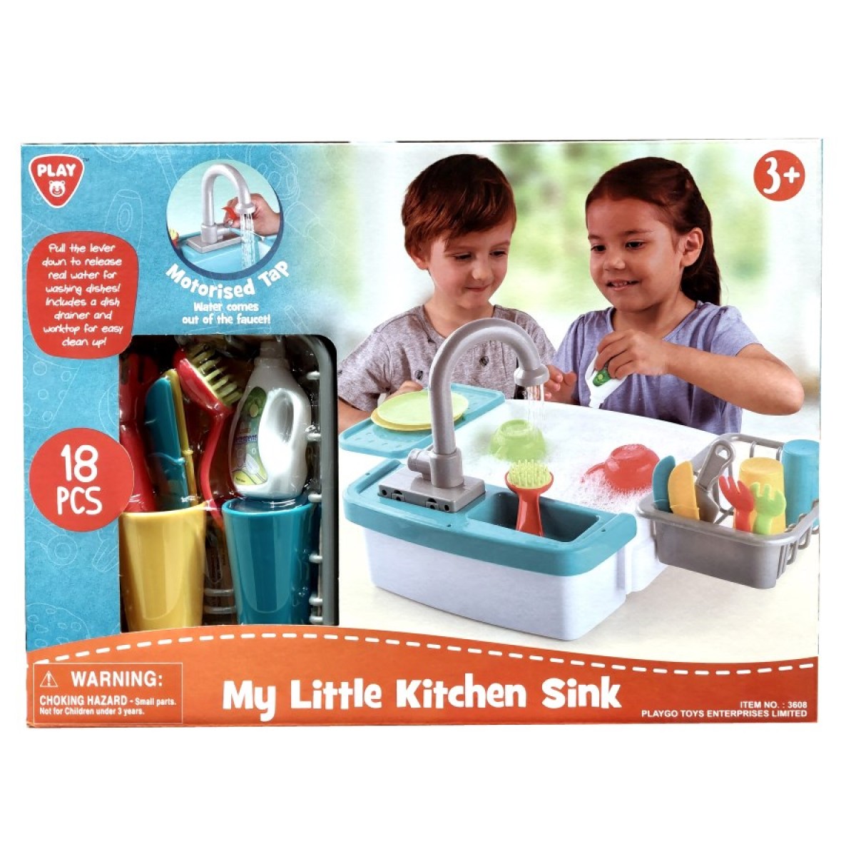 Kitchen Sink With Motorised Tap 18 Piece Set | Toys | Casey's Toys
