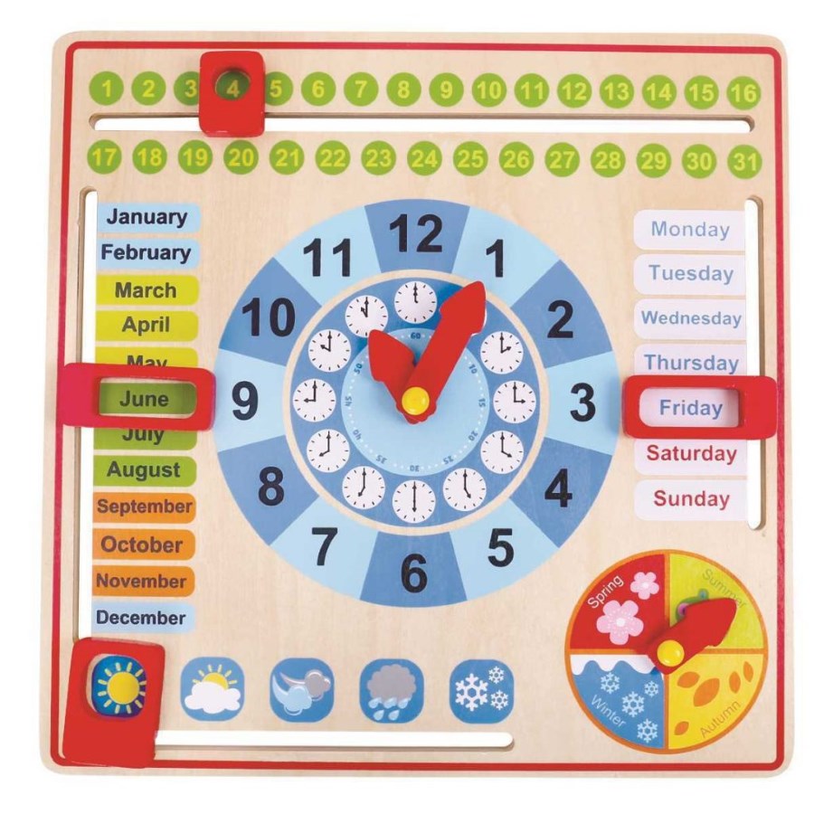 My Calendar & Clock Wood With Ticking Arms | Toys | Casey's Toys