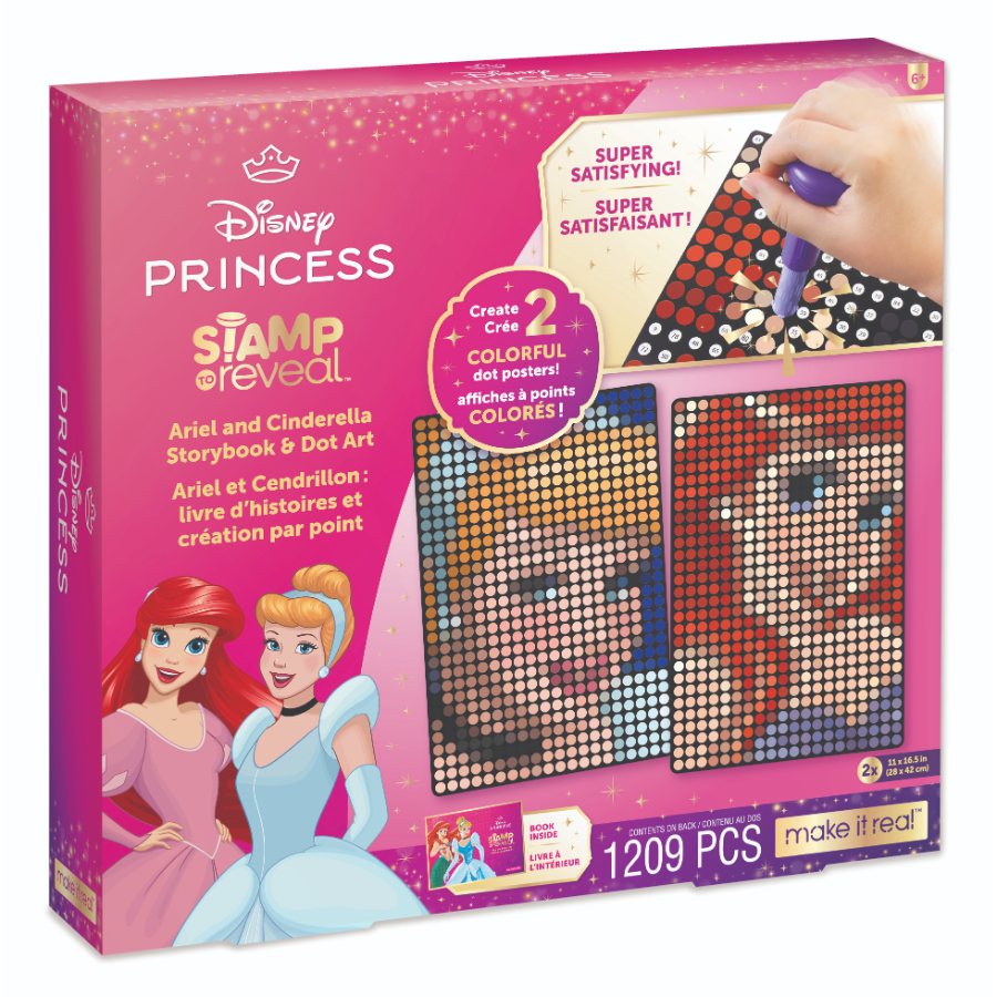 Disney Princess Stamp To Reveal Dot Art Ariel & Cinderella 2 Pack ...