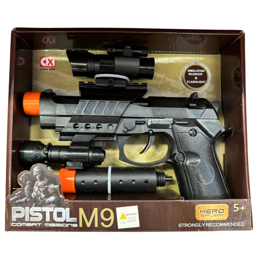 M9 Play Pistol With Sight & Silencer For Kids | Outdoor, Sports & Pool ...
